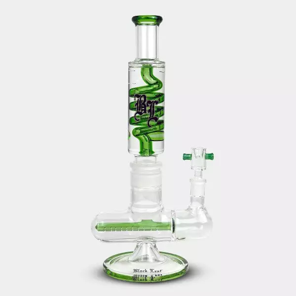 Bong Gel refroidissant en spirale + Inline Slit Black Leaf